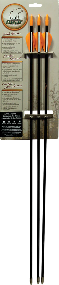 BEAR YOUTH SAFETYGLASS ARROWS 28" 3PK – Wind River Outdoor